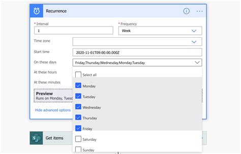 how to schedule a power automate flow to run only on work days