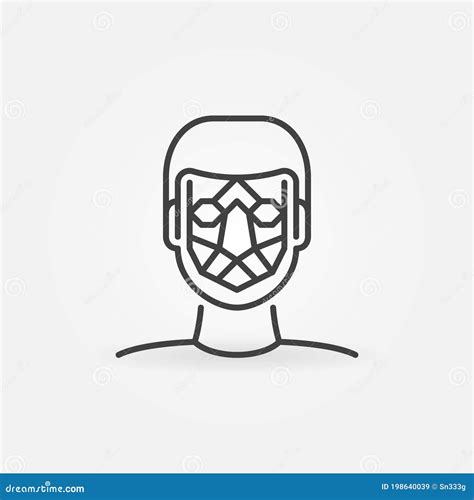 Man Face Detection Vector Line Icon Facial Recognition Sign Stock
