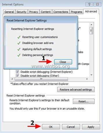 How To Reset Internet Explorer Browser S Settings To Factory Default Values WinTips Org