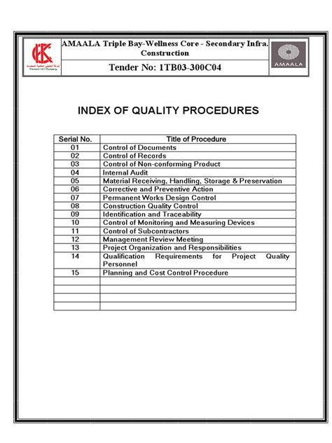 11 Index For Quality Procedure Pdf