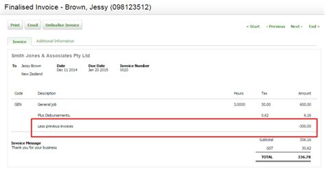 Subtract Previous Invoices