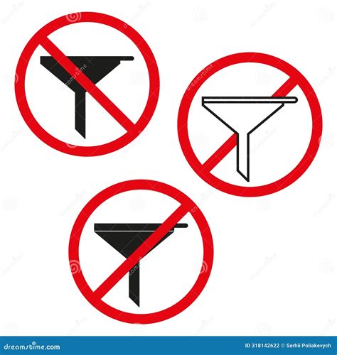 No Filtering Allowed Signs Prohibited Filter Icons Red Warning