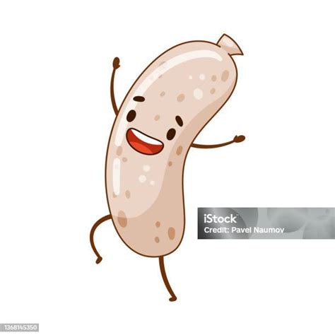 귀여운 행복 재미 웃는 소시지 만화 캐릭터 벡터 일러스트 독일 문화에 대한 스톡 벡터 아트 및 기타 이미지 독일 문화 독일