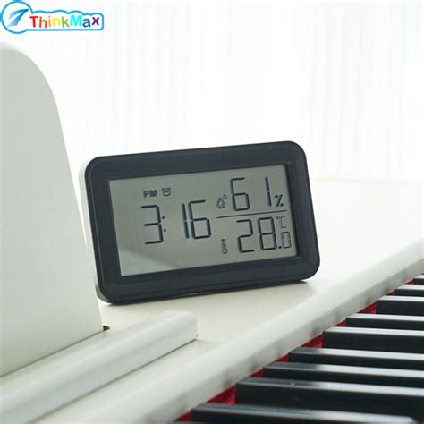 Digital Alarm Clock Lcd Large Screen Time Date Display Temperature Humidity Monitor Desk Clock