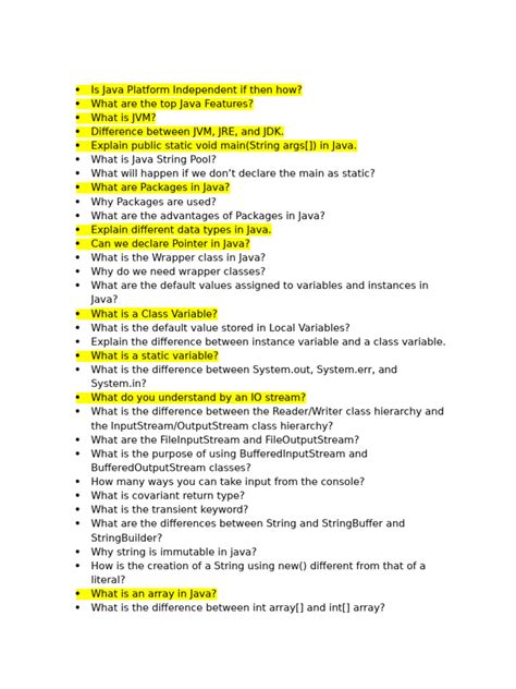 Java Interview Questions Pdf Method Computer Programming Career And Growth