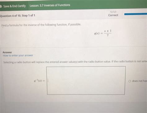 solved d saveandend certify lesson 3 7 inverses of functions