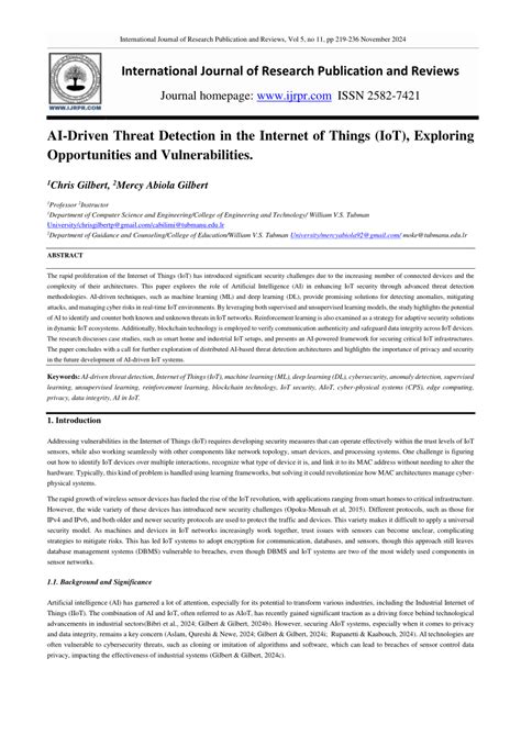 Pdf Ai Driven Threat Detection In The Internet Of Things Iot Exploring Opportunities And