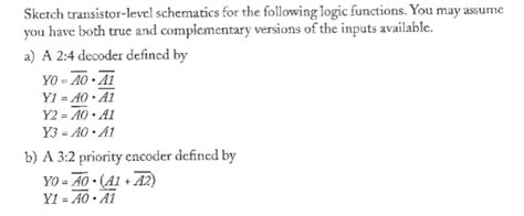 Solved Sketch Transistor Level Schematics For The Chegg Com