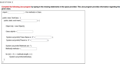 Solved QUESTION Complete The Following Java Program By Chegg