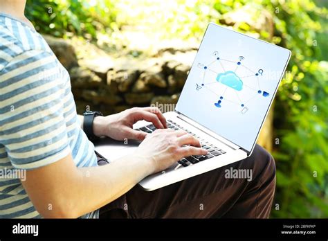 Man Working With Cloud Computing Diagram Modern Technology Concept Stock Photo Alamy
