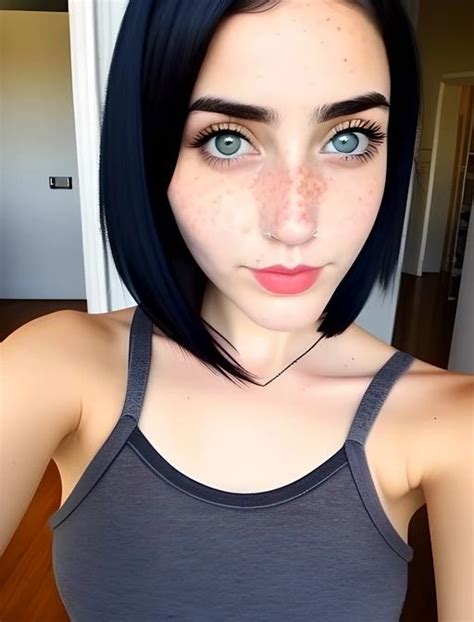 Front Camera Selfie Female Xxddxx Freckles Blue Eyes Pixie Hair Cut