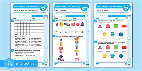 Year One Measurement And Geometry Assessment Pack Australia
