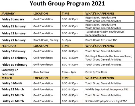 Youth Group Program 2021 Gold Foundation