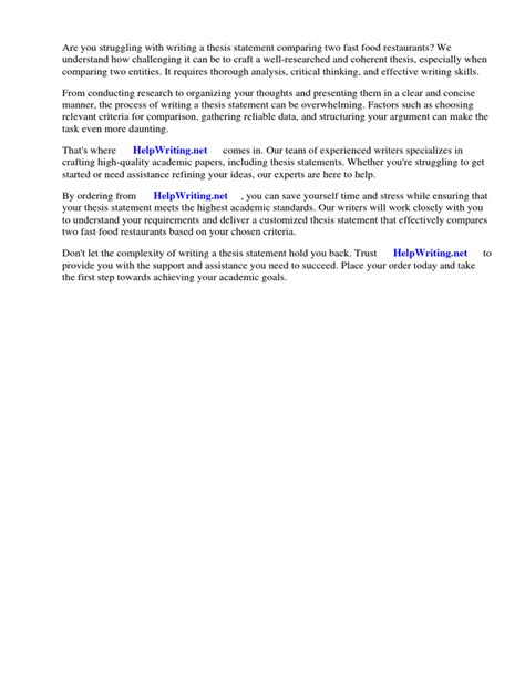 Thesis Statement Comparing Two Fast Food Restaurants Pdf Mc Donald