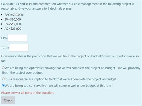solved calculate cpi and tcpi and comment on whether our