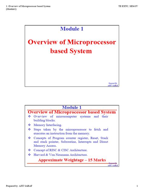 Overview Of Microprocessor Based System Module1 Pdf Central Processing Unit Computer