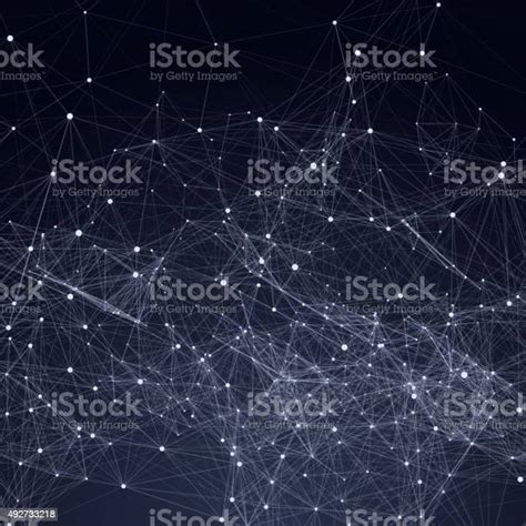 Abstract Triangles Space Low Poly Dark Background With Connecting Dots