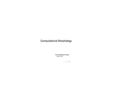 Nlp Lecture 4 Morphology Computational Morphology Sc Prof Pawan
