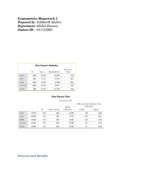 Hw 2 Econometrics Pdf Statistical Significance Students T Test