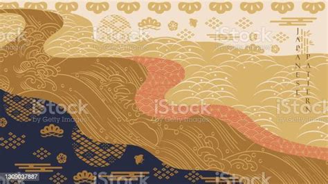 아시아 전통 배경 벡터와 일본 패턴 빈티지 스타일의 추상미술 요소와 동양 손 그린 웨이브 배너 디자인 선 요소입니다 복고풍에 대한 스톡 벡터 아트 및 기타 이미지 Istock