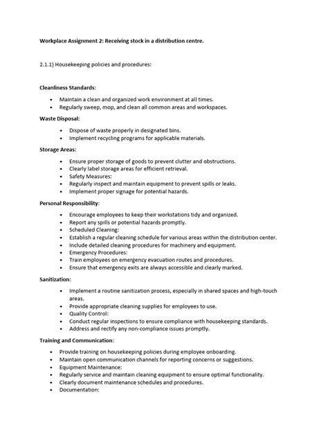 Workplace Assignment 2 Pdf Housekeeping Receipt