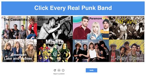 Anti Poser Captcha Asks User To Click ‘every Real Punk Band