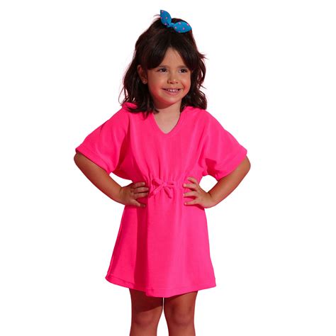 Saída De Praia Infantil Atoalhada Com Capuz Pink Neon Everly
