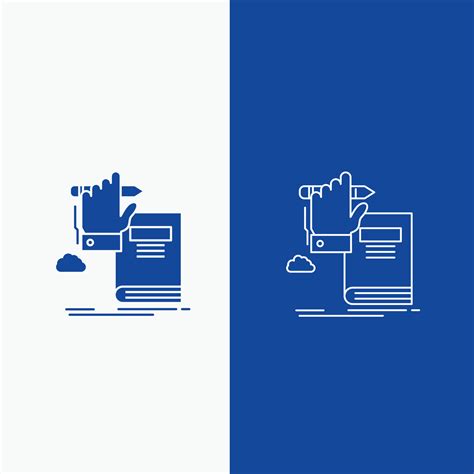 Education Knowledge Learning Progress Growth Line And Glyph Web Button In Blue Color