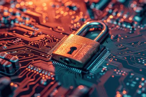 Lock On Circuit Board Concept Of Network Protection Stock Illustration Illustration Of Alert