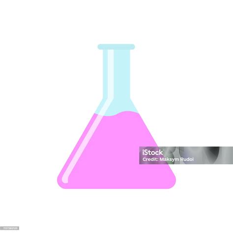 Vector Science Lab Flask Chemical Laboratory Isolated On White