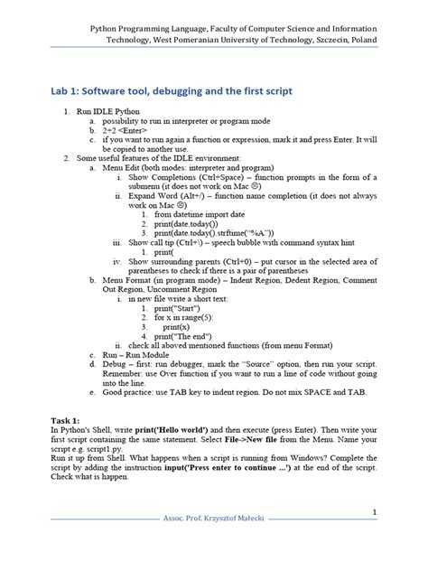 Python Lab1 Pdf Scripting Language Computer Program