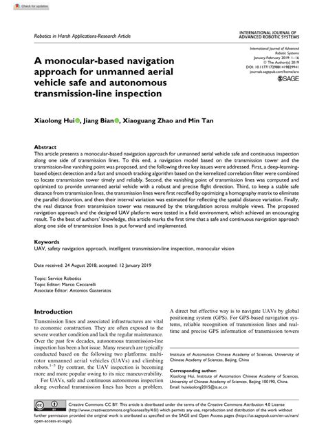 Pdf A Monocular Based Navigation Approach For Unmanned Aerial Vehicle Safe And Autonomous