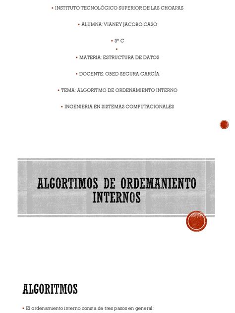 Ordenamiento Interno Pdf Estructura De Datos De Matriz Datos De Computadora