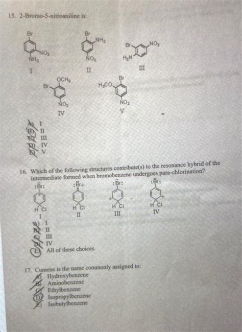 Solved 15 2 Bromo 5 Nitroaniline Is I Ii Iii Br 16 Which