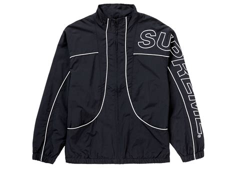 Mens Supreme Piping Track Jacket Fw20 In Black Nike Ripstop Jacket
