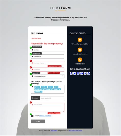 Hello Form PHP Working Ajax Contact Form With Validation By Mgscoder