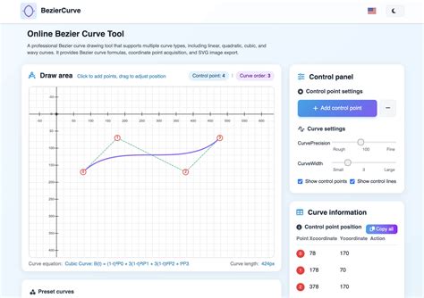 Bezier Curve Online Drawing Tool Supports Linear Curves Quadratic Curves Cubic Curves Wavy