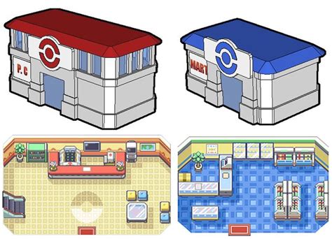 Three Pokemoncentermart Buildings In Minecraft How To Decorate