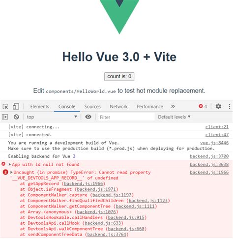 cannot read property vue devtools app record of undefined · issue