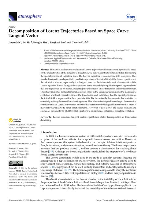 Pdf Decomposition Of Lorenz Trajectories Based On Space Curve Tangent