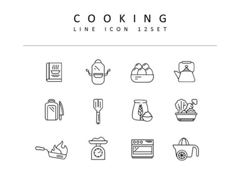 요리 라인 아이콘 3종세트
