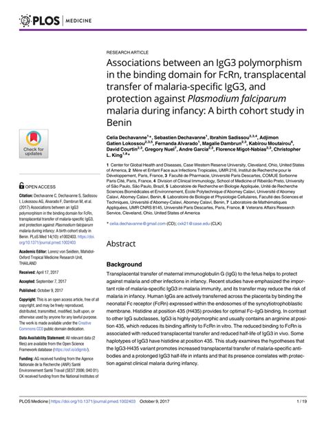Pdf Associations Between An Igg3 Polymorphism In The Binding Domain For Fcrn Transplacental