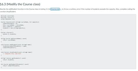 Solved 163 Modify The Course Class Rewrite The Addstudent