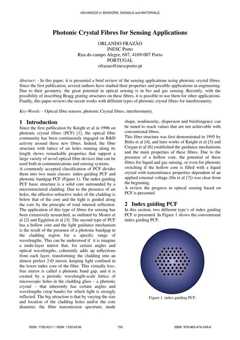 Pdf Photonic Crystal Fibres For Sensing Applications