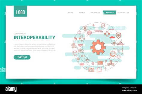Interoperability Concept With Circle Icon For Website Template Or