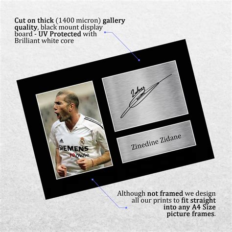 Zinedine Zidane Signed Real Madrid Pre Printed Autograph Photo