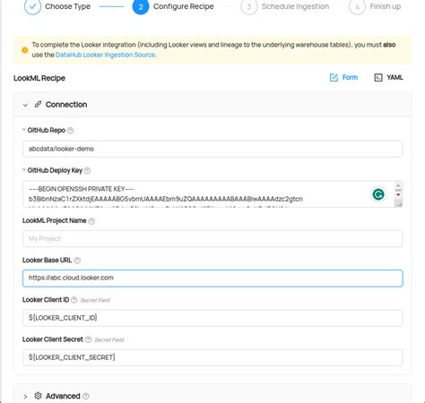 datahub docs quick ingestion guides looker configuration md at master