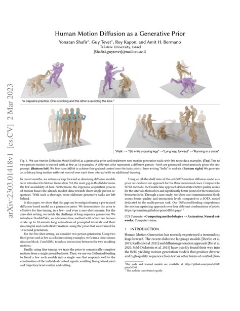 Pdf Human Motion Diffusion As A Generative Prior