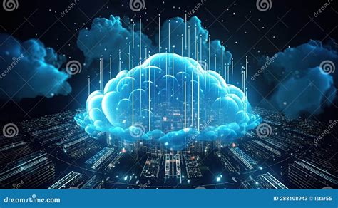 Cloud Computing The Future Of Data Storage And Processing Ai Generated Illustration Stock