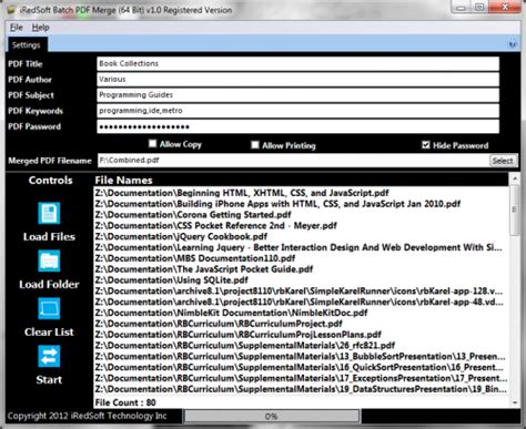 Iredsoft Batch Pdf Merge Main Window Iredsoft Technology Inc